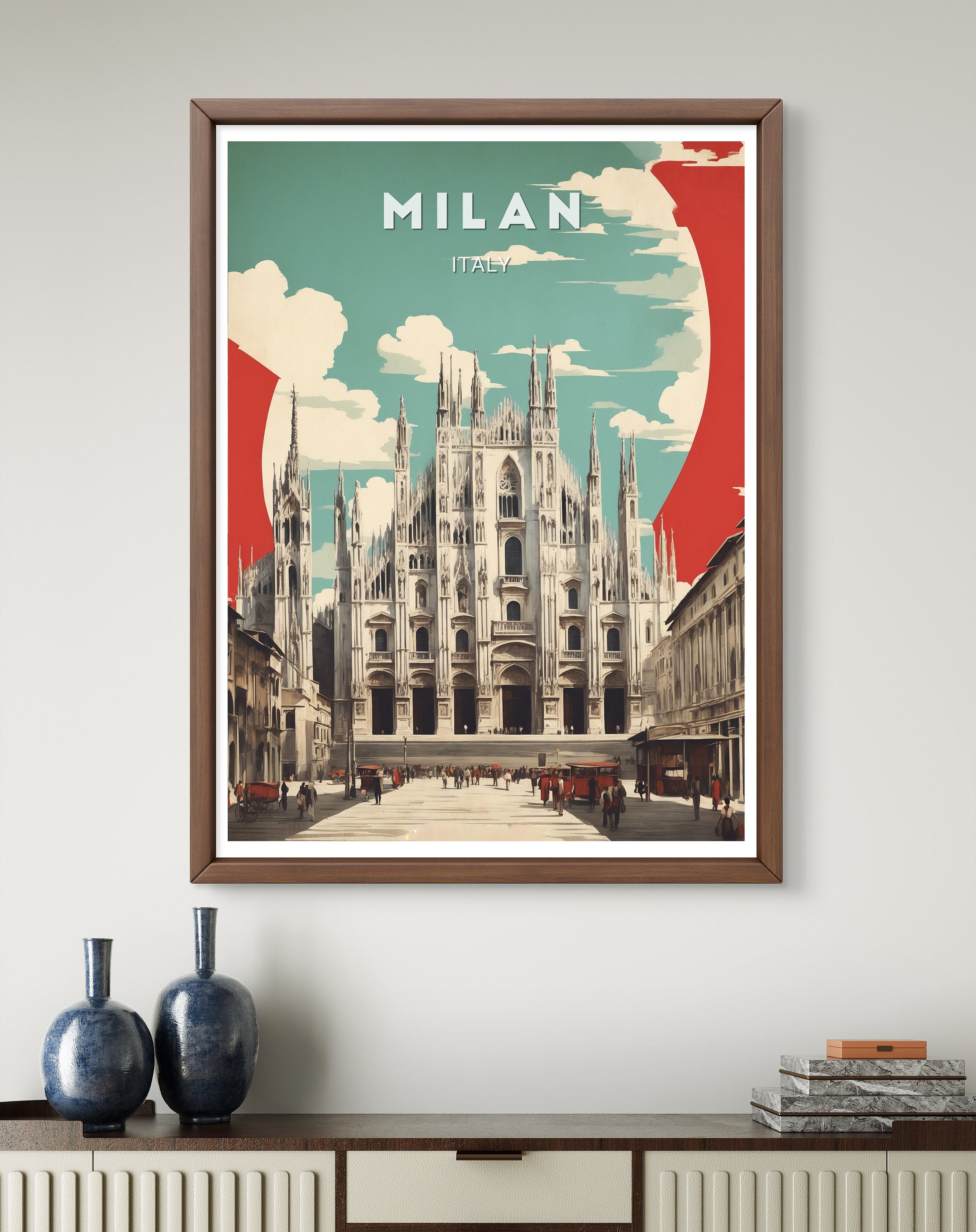 Milan Poster Stunning Vintage Style Art Print of Milan Cathedral ...