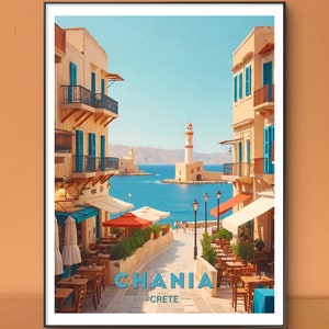 Chania Poster - Vibrant Coastal Scene From Chania, Crete, Greece ...