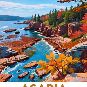 Acadia National Park Poster Stunning Maine Coastal Landscape Art - Etsy