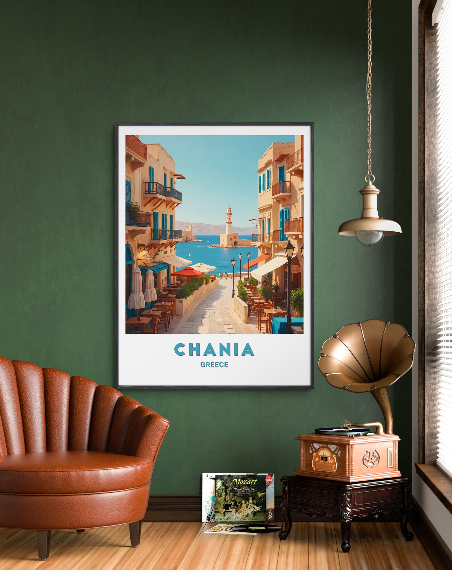 Chania Poster Vibrant Coastal Scene From Chania, Crete, Greece, Perfect ...