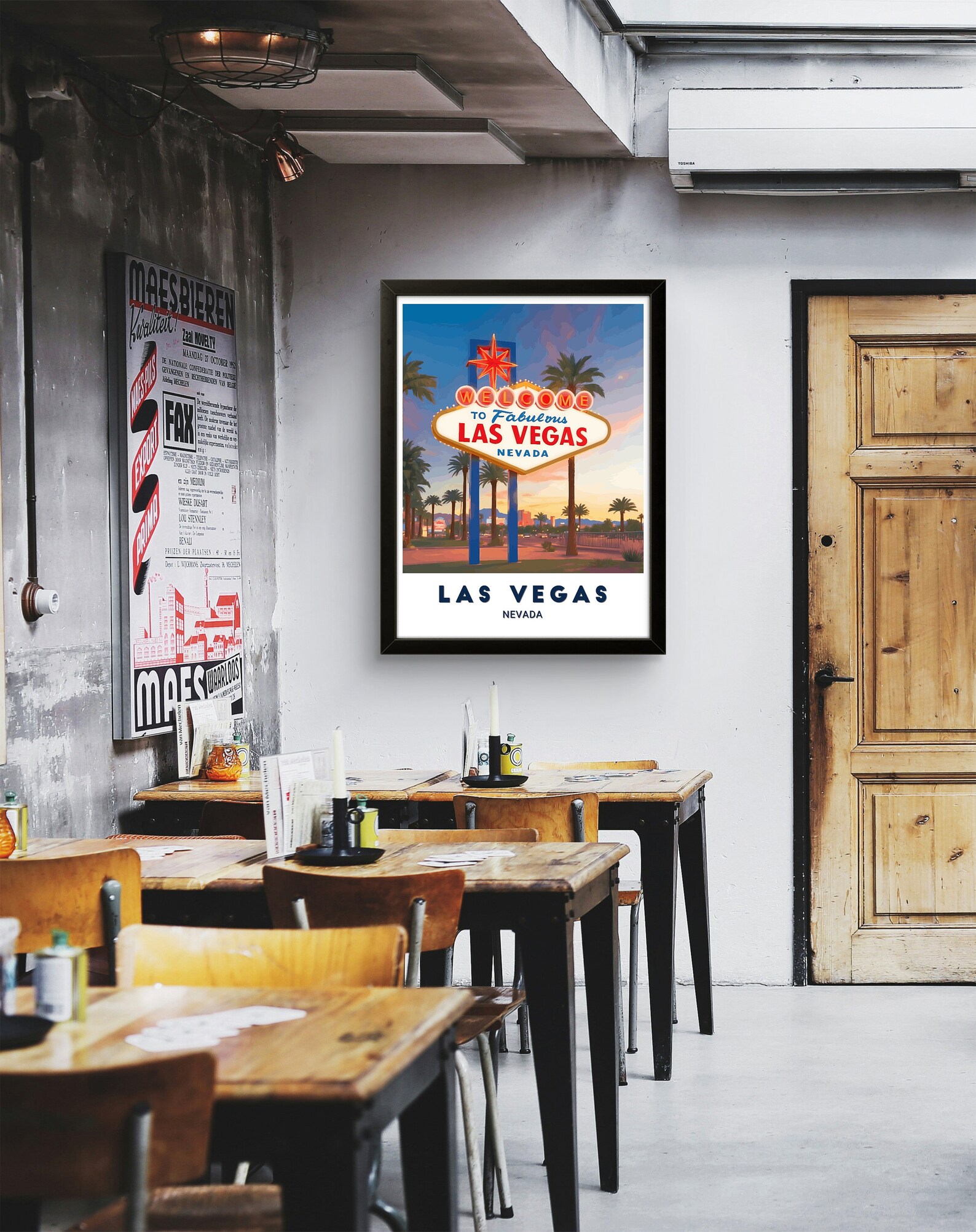 LAS VEGAS Poster: Iconic Welcome Sign and Vibrant Skyline at Sunset ...