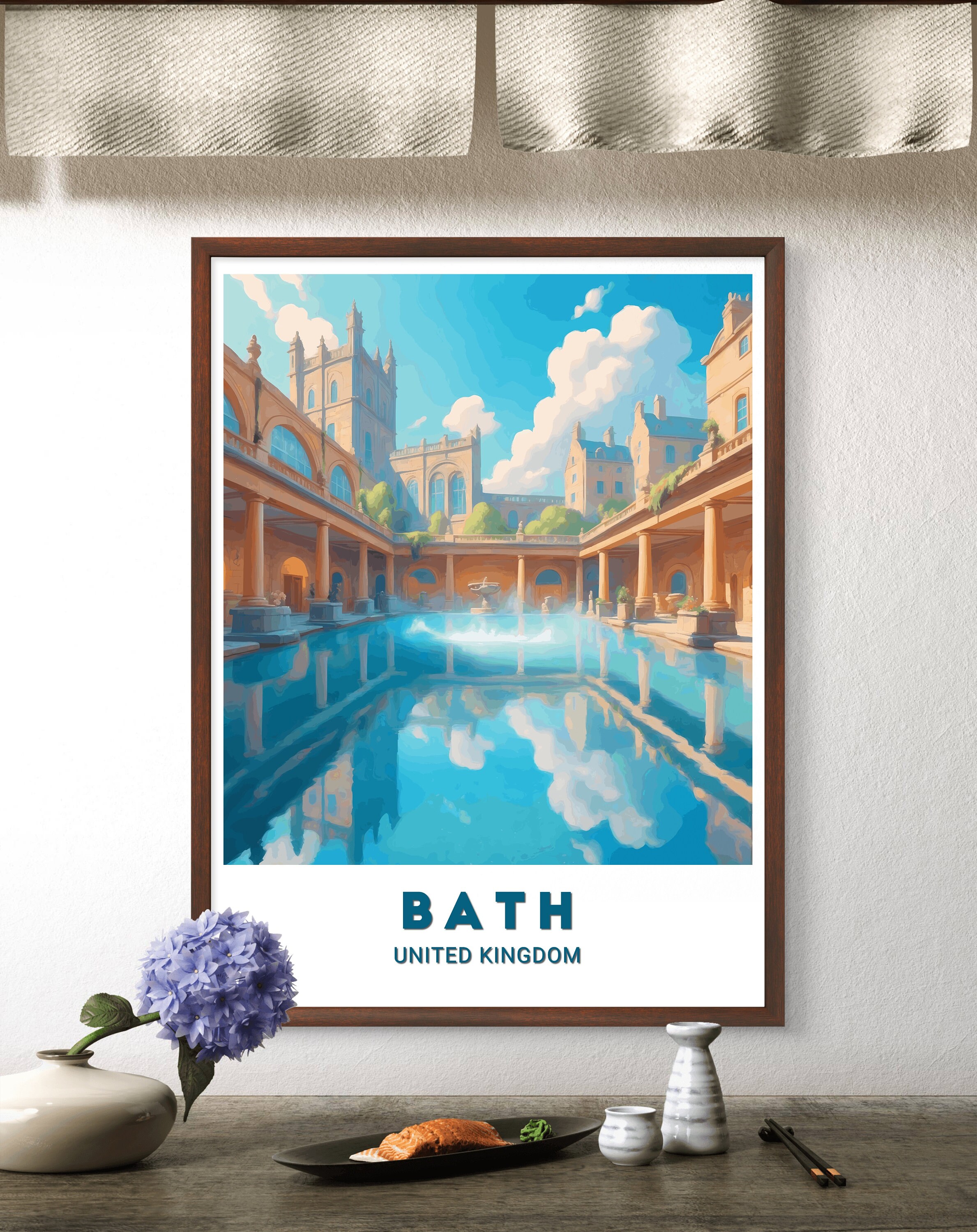 Bath Poster Stunning Art Print Showcasing the Historic Roman Baths and ...