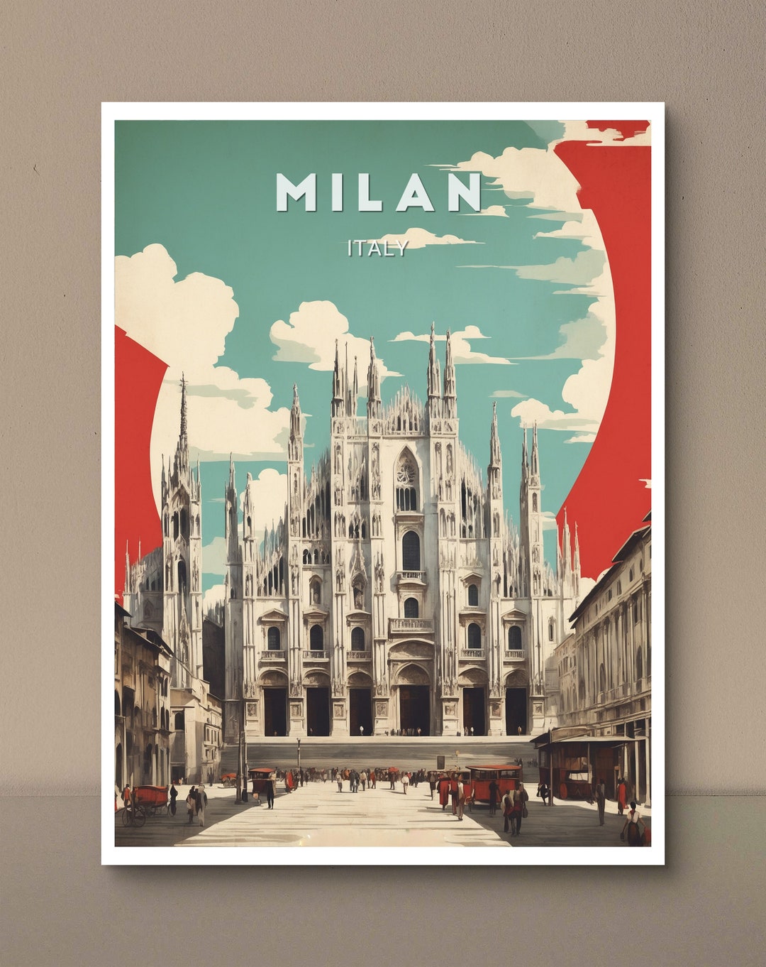 Milan Poster Stunning Vintage Style Art Print of Milan Cathedral ...