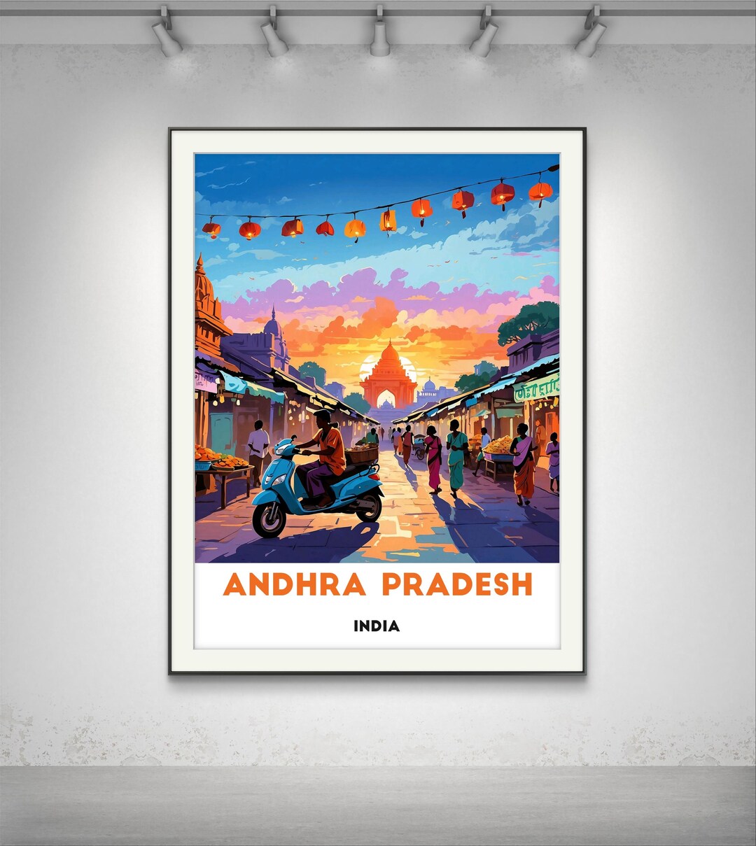 Andhra Pradesh India Poster - Vibrant Market Scene at Sunset - Etsy