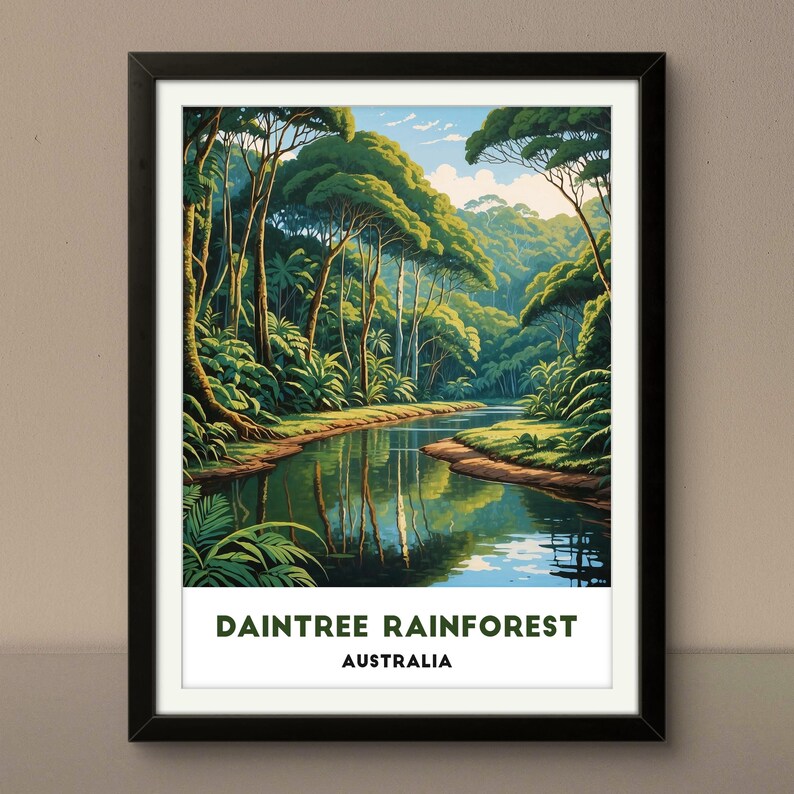 Daintree Rainforest Australia Poster, Lush Tropical Landscape Art Print ...