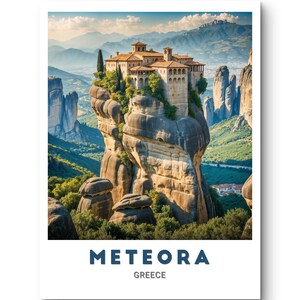 Meteora Poster - Awe-inspiring Monasteries Perched on Rock Pillars in ...