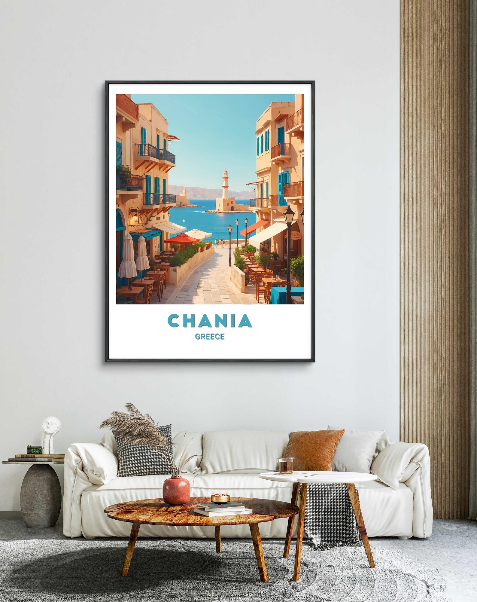 Chania Poster Vibrant Coastal Scene From Chania, Crete, Greece, Perfect for Home Decor, Travel ...