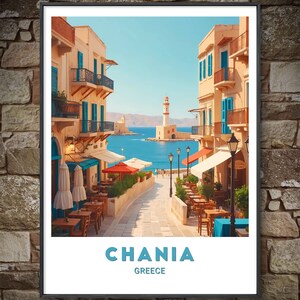 Chania Poster - Vibrant Coastal Scene From Chania, Crete, Greece ...
