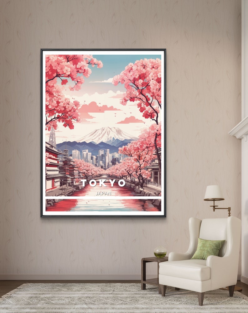 Tokyo Poster Captivating Tokyo Print of Cherry Blossoms, Mount Fuji ...