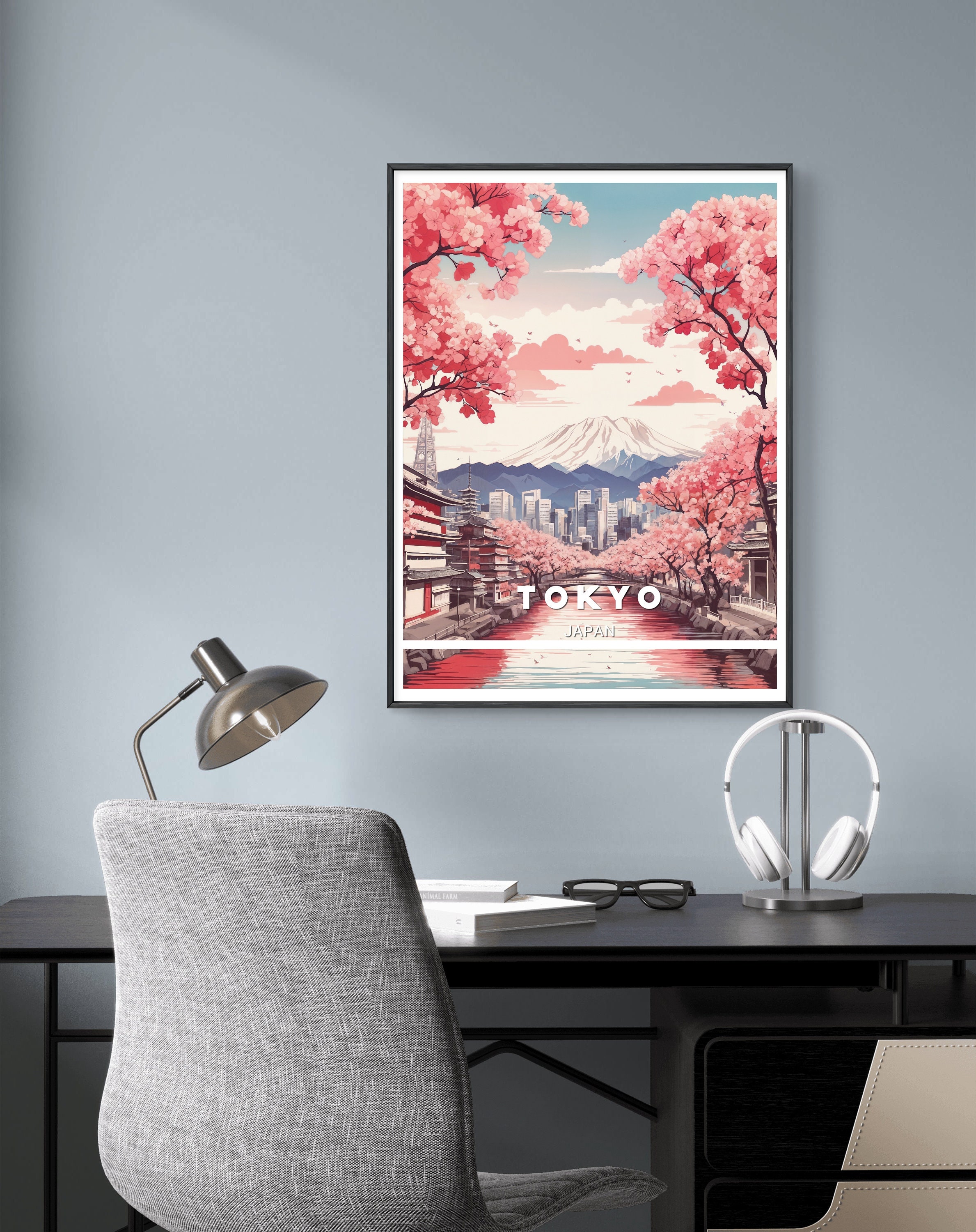 Tokyo Poster Captivating Tokyo Print of Cherry Blossoms, Mount Fuji ...