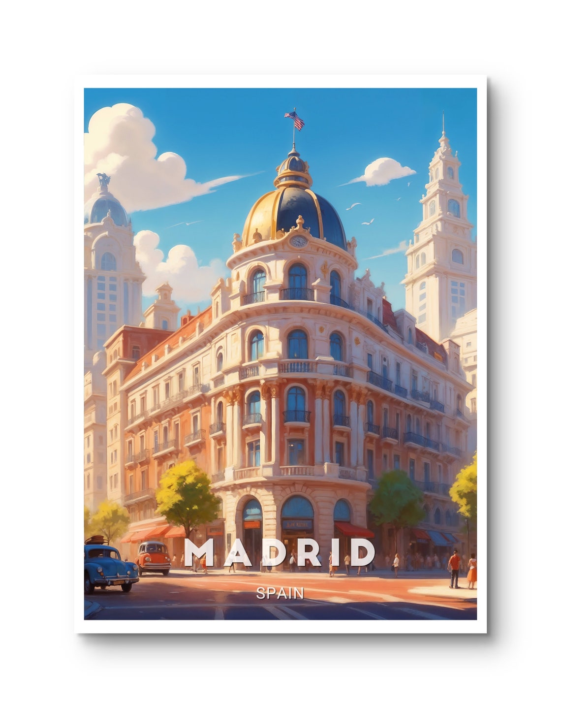 Madrid Poster Stunning Art Print of Madrid's Iconic Architecture and ...