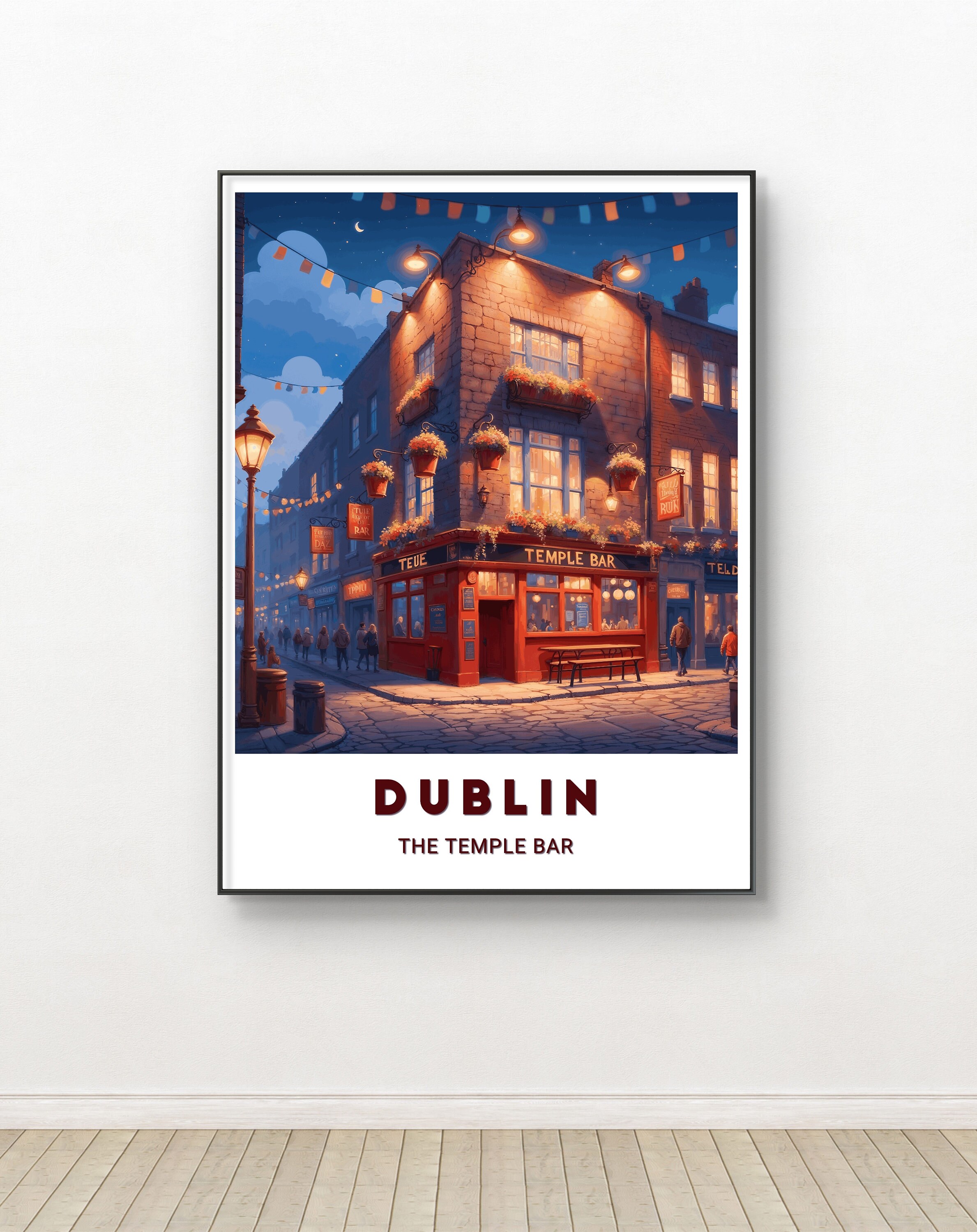 Dublin Poster: Iconic Temple Bar at Night Stunning Wall Art for Irish ...