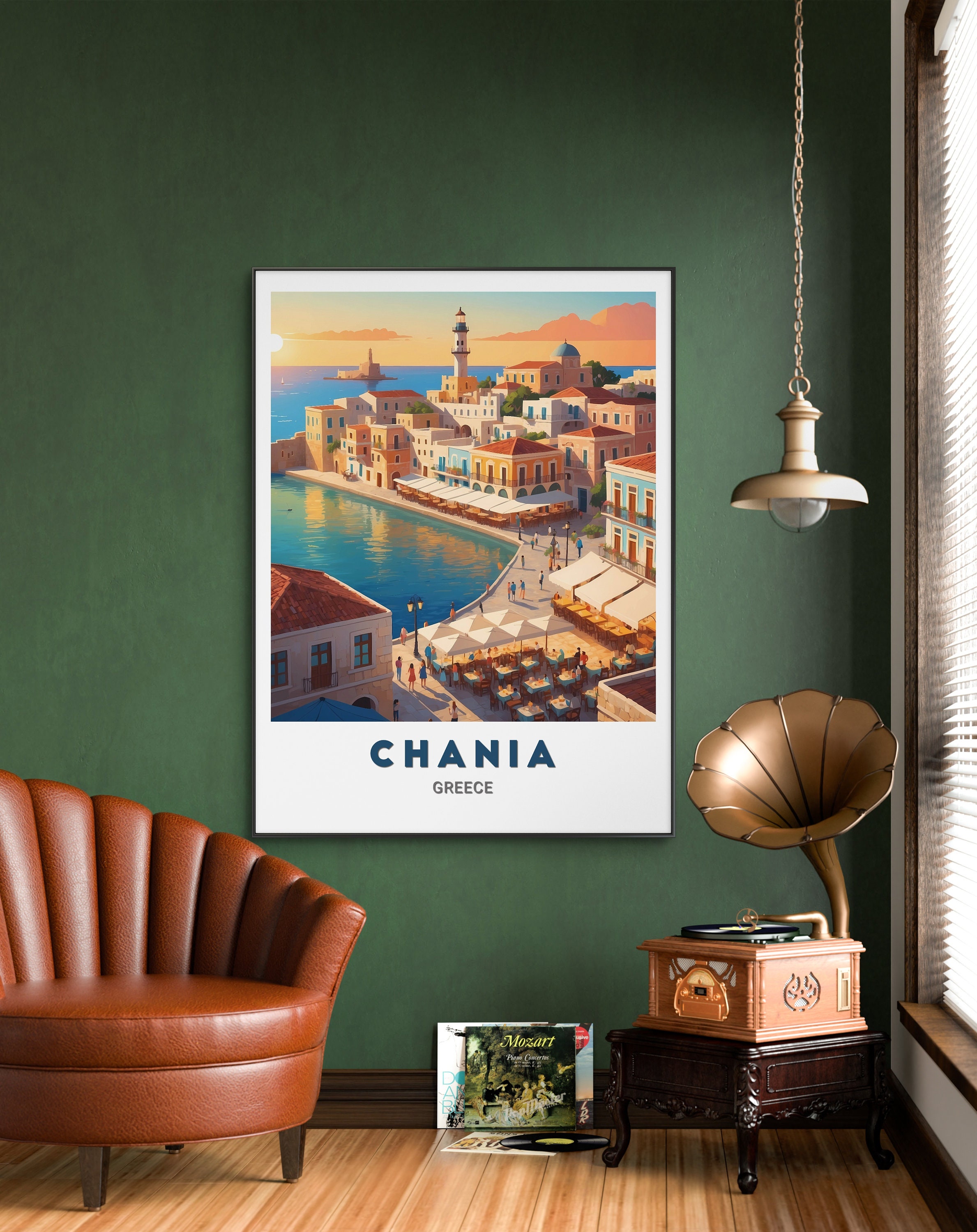 Chania Poster Stunning Sunset Over Chania Harbor Greece Art Print Perfect Home or Office Decor ...