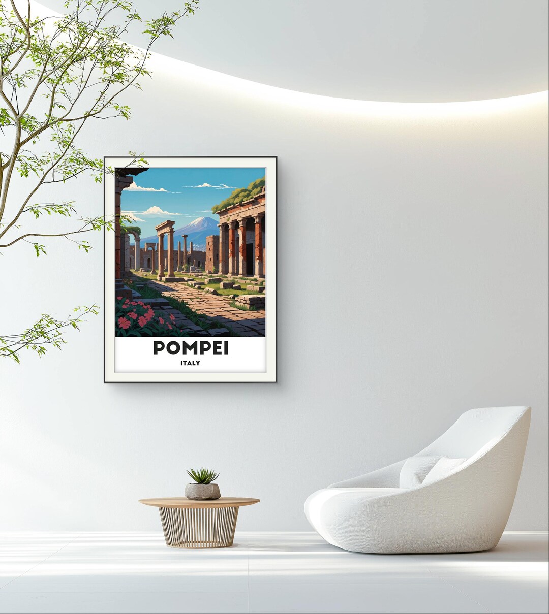 Pompeii Italy Poster - the Ancient Ruins With Mount Vesuvius - Naples ...