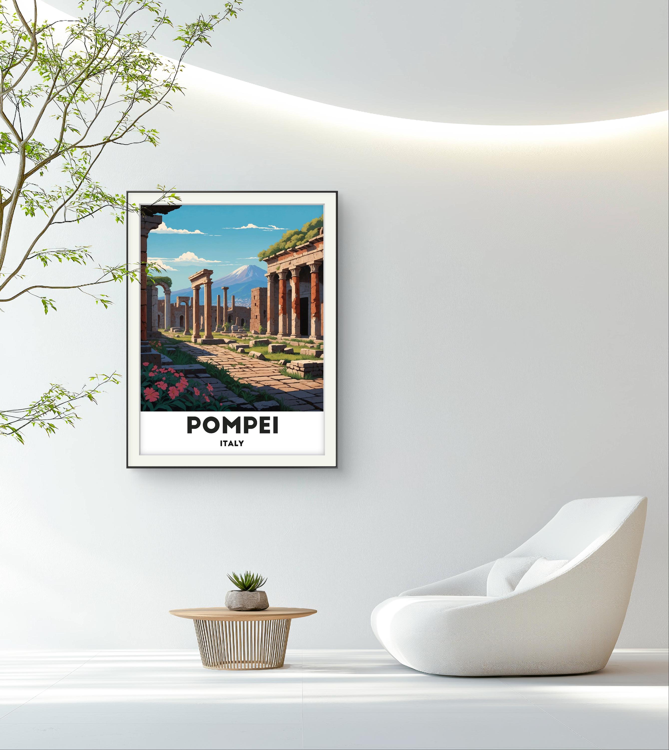 Pompeii Italy Poster - the Ancient Ruins With Mount Vesuvius - Naples ...