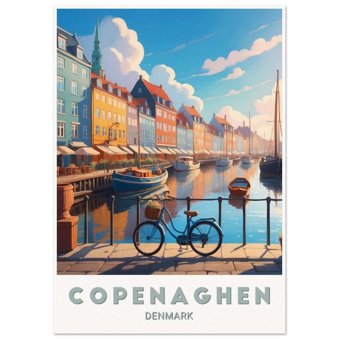 Copenhagen Poster Beautiful Art Print Showcasing the Vibrant Nyhavn ...