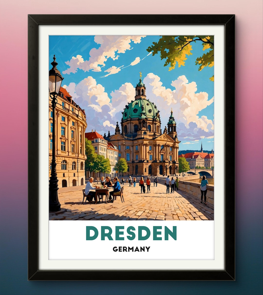 Dresden Poster Frauenkirche Dresden, Historic German Landmark Print ...