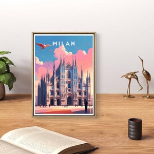 Milan Poster - Stunning Art Print of Milan Cathedral With Vibrant ...