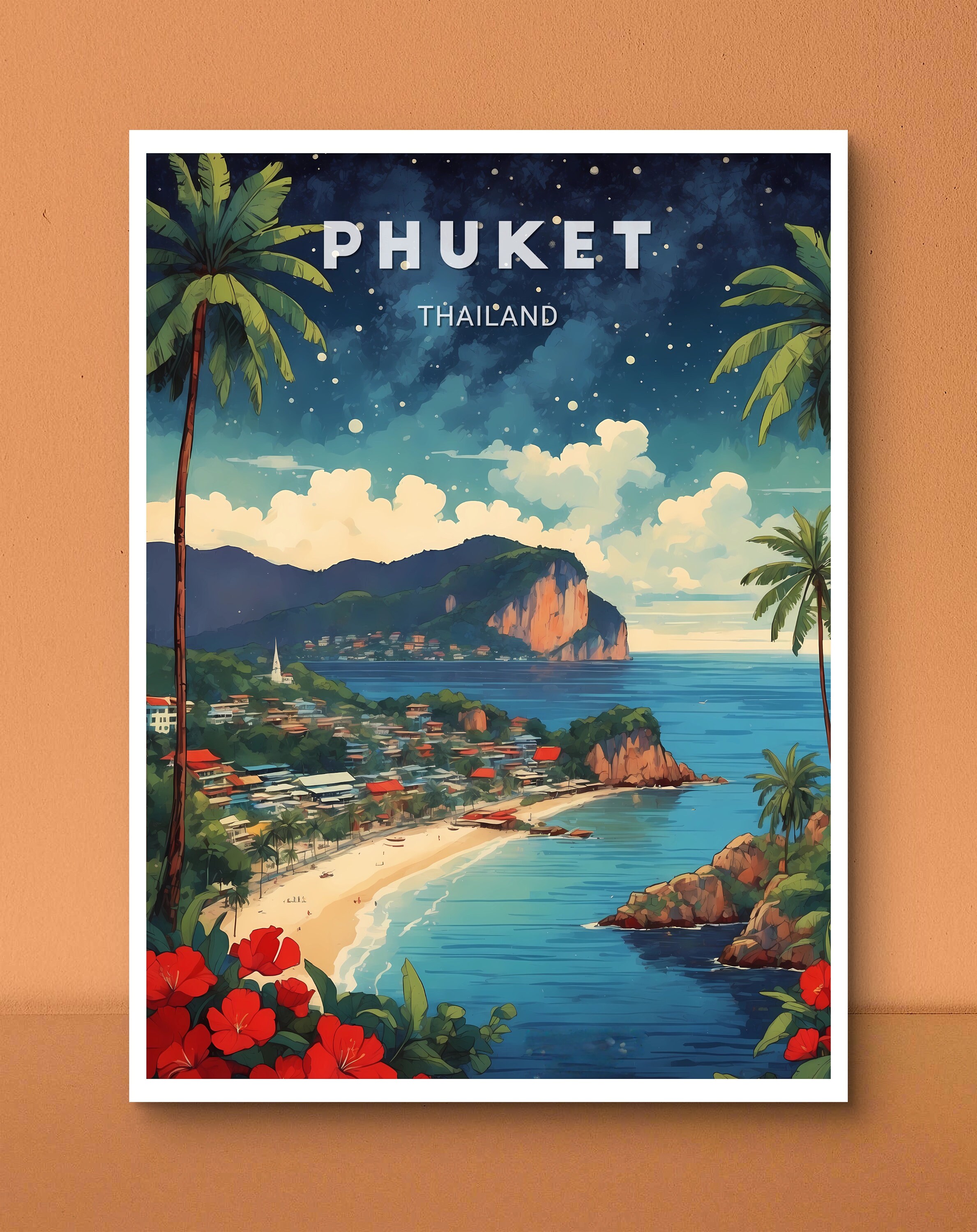 Phuket Poster Stunning Tropical Nightscape Art Print With Vibrant ...