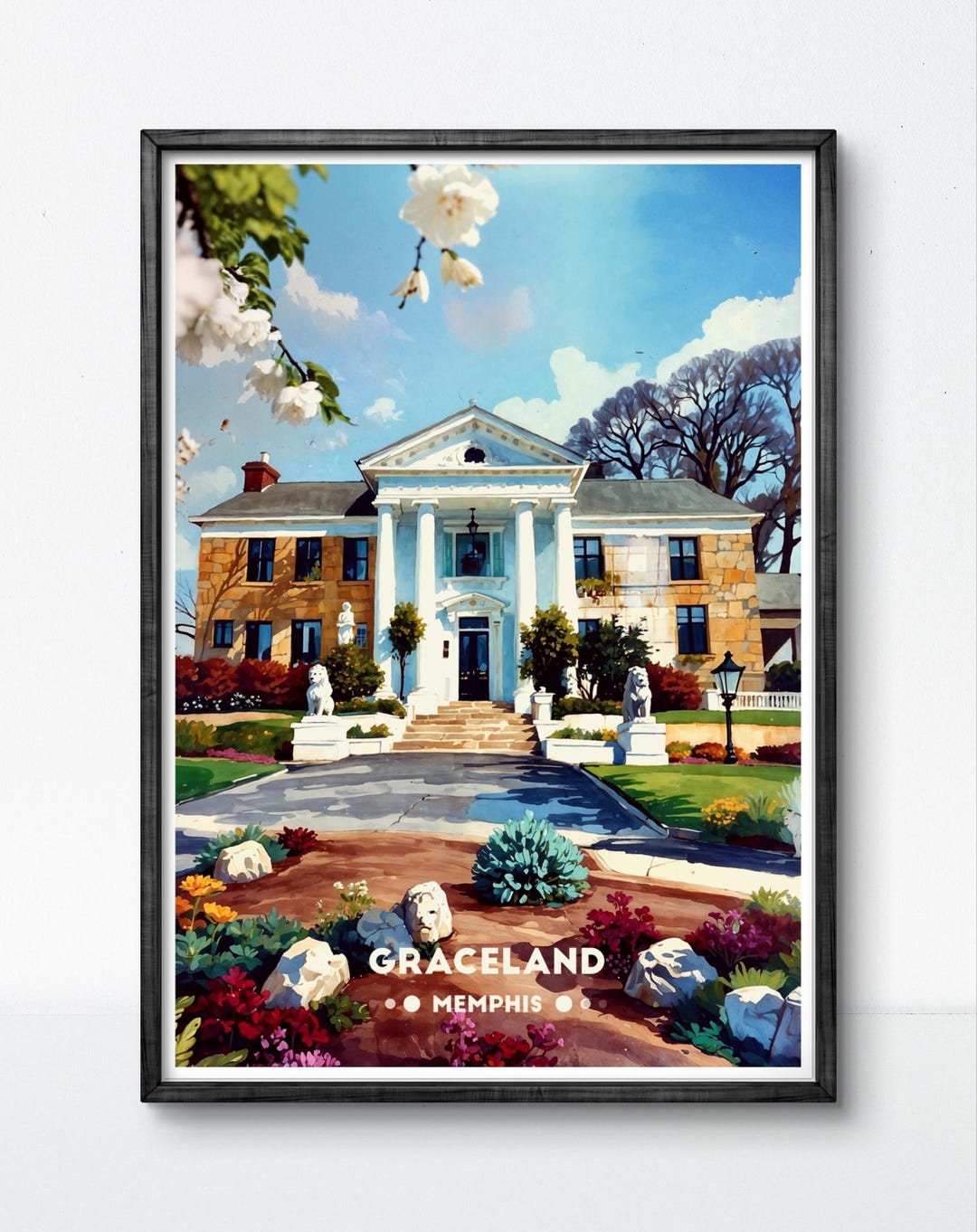 Graceland Memphis Poster – Iconic Elvis Presley Home Art Print – Rock ...