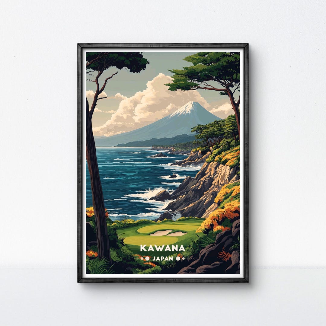 Kawana Golf Poster, Japan Coastal Golf Art Print, Pacific Ocean Golf ...