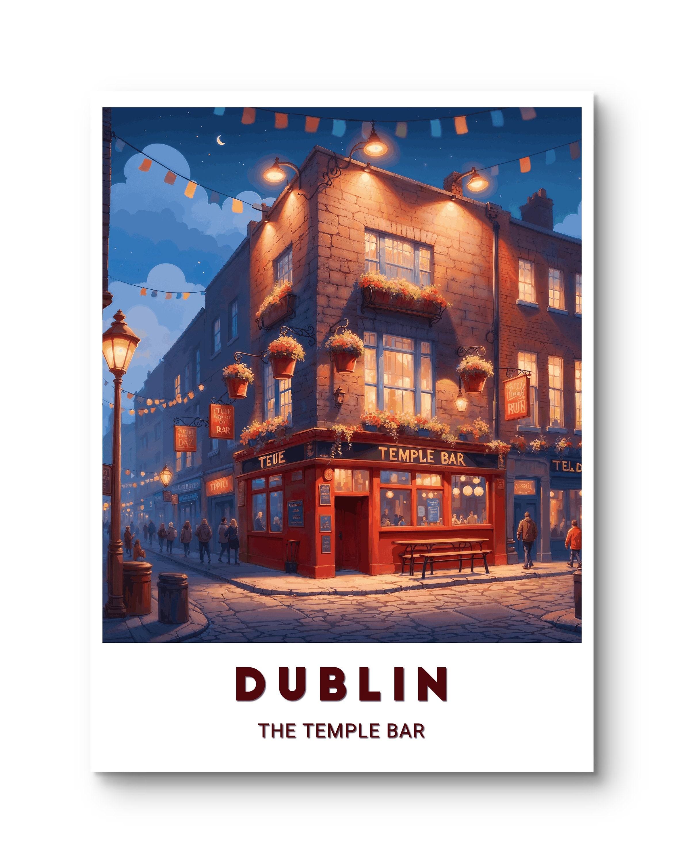 Dublin Poster: Iconic Temple Bar at Night Stunning Wall Art for Irish ...