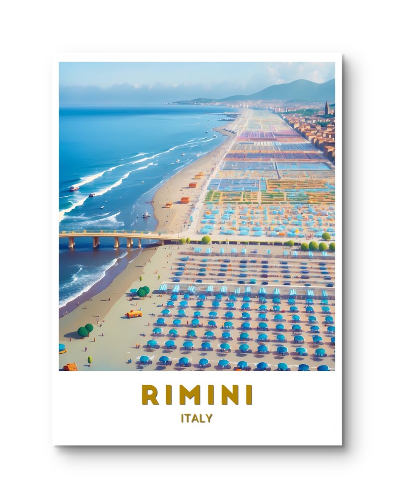 Rimini Poster Beautiful Art Print of the Vibrant Rimini Beachfront ...