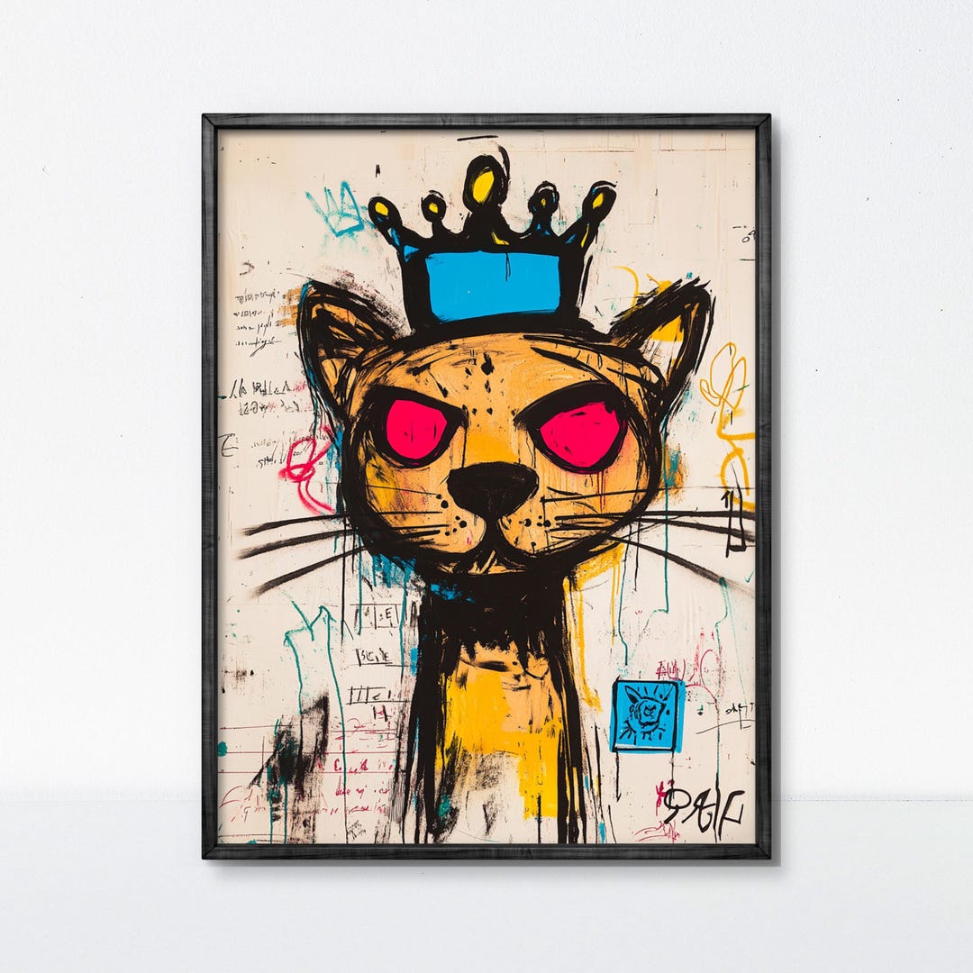 Graffiti Puma Art Print: Bold Urban Style, Crowned Feline - Etsy