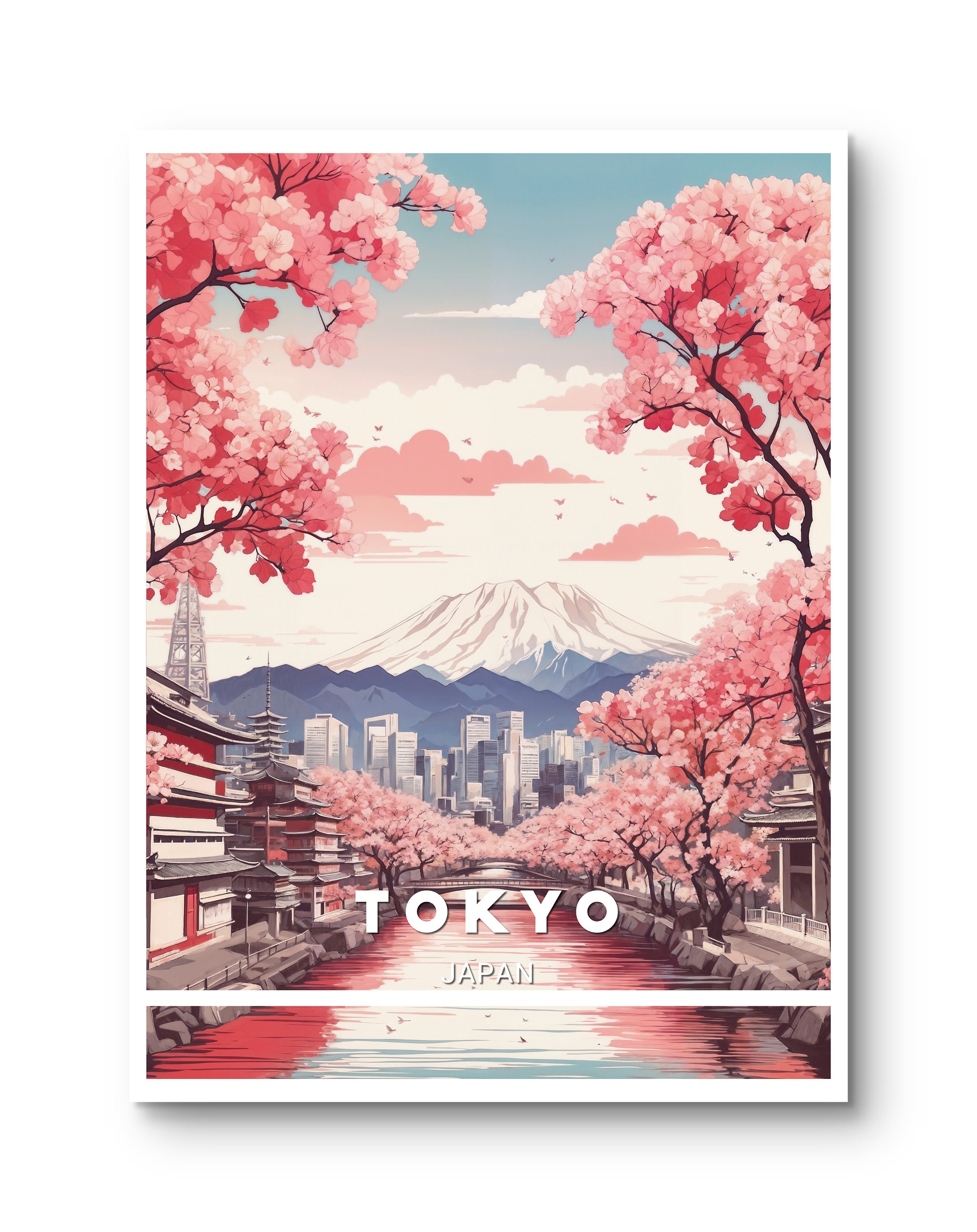 Tokyo Poster Captivating Tokyo Print of Cherry Blossoms, Mount Fuji ...