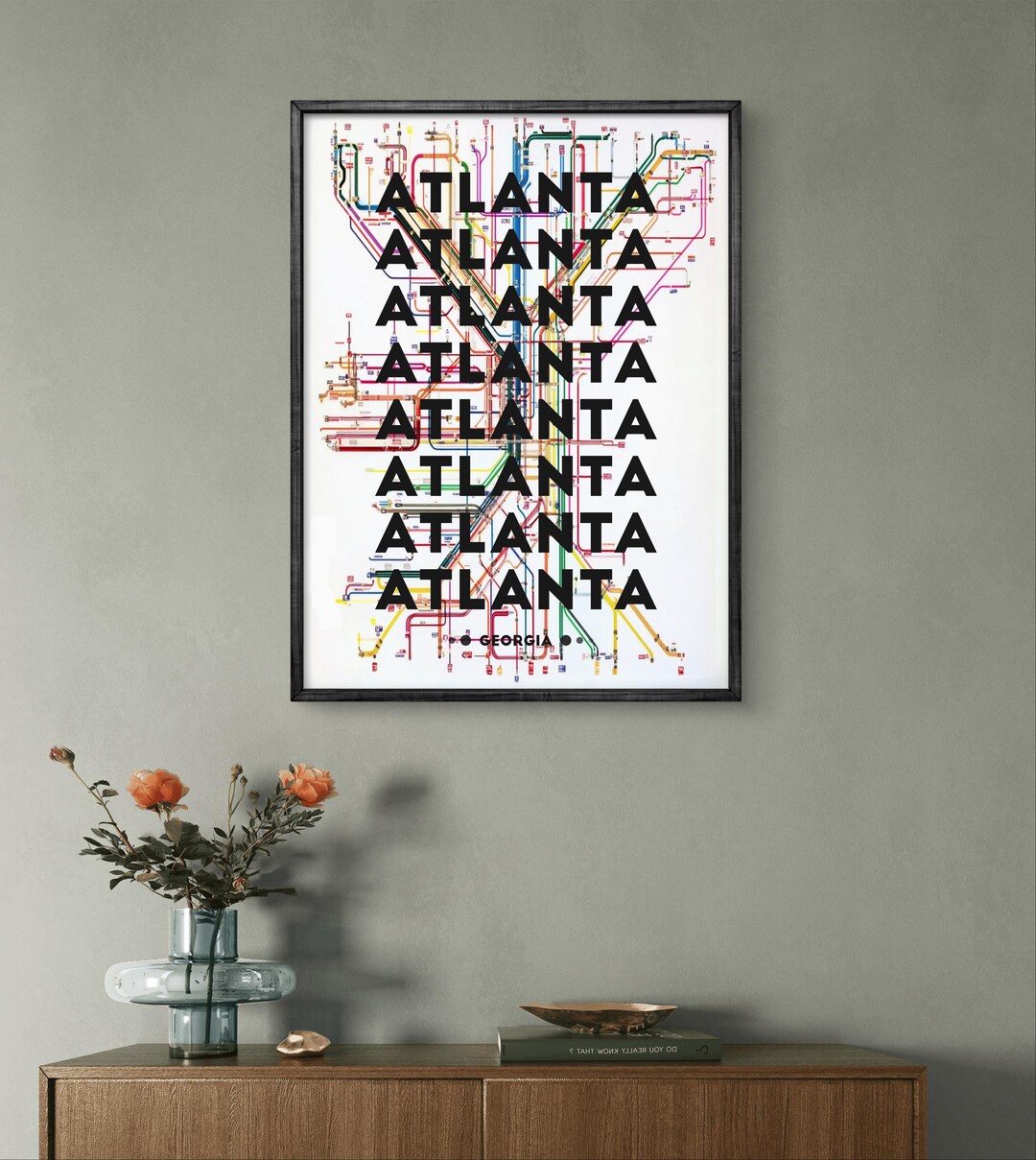 Atlanta Georgia Poster Transit Map Wall Print, Colorful Metro Art ...
