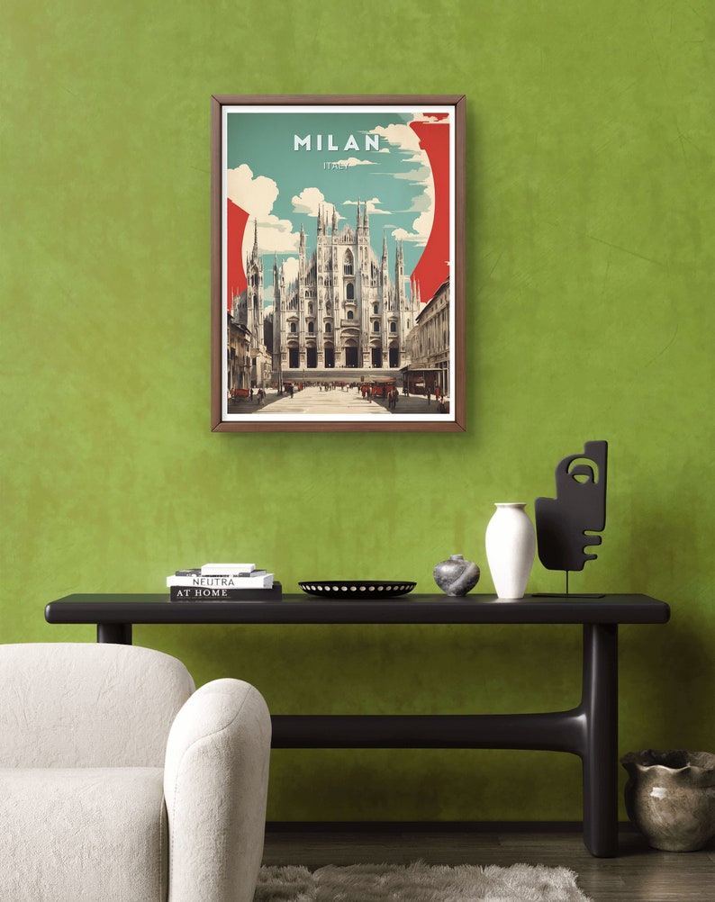 Milan Poster Stunning Vintage Style Art Print of Milan Cathedral ...