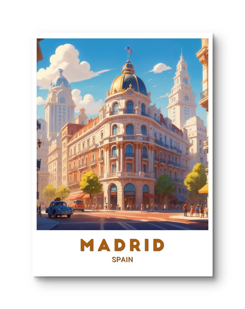 Madrid Poster Stunning Art Print of Madrid's Iconic Architecture and ...