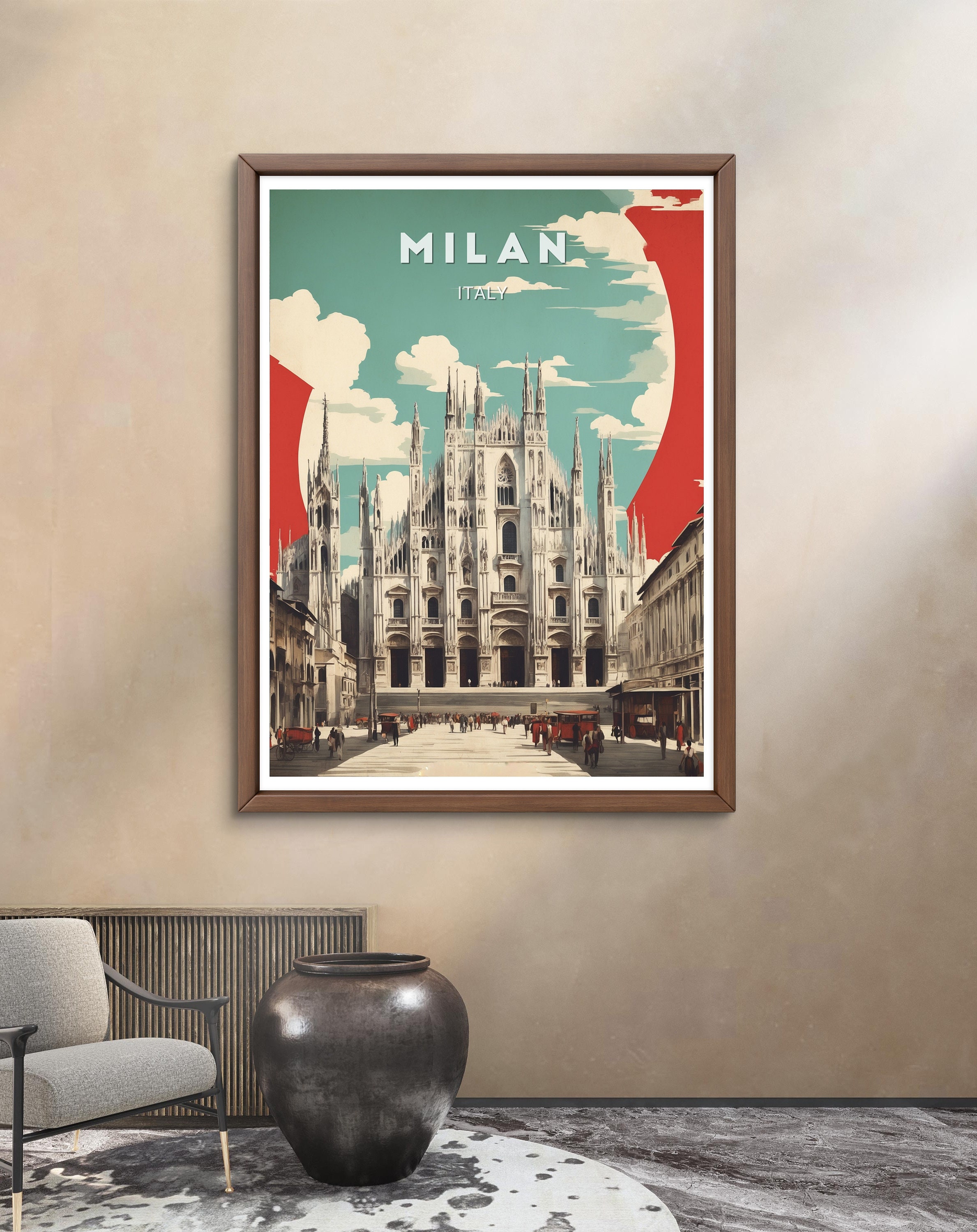 Milan Poster Stunning Vintage Style Art Print of Milan Cathedral ...