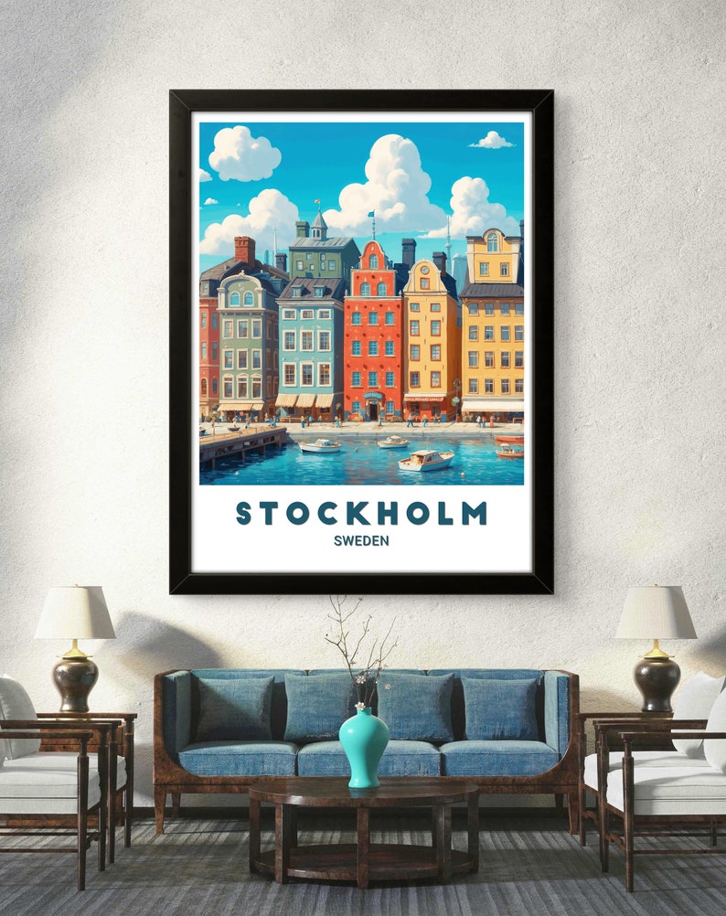 Stockholm Poster: Vibrant Colors of the Historic Gamla Stan Perfect ...