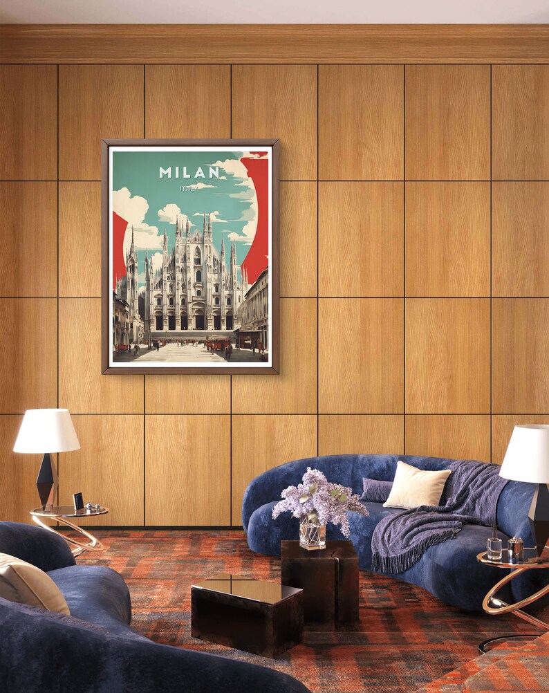Milan Poster Stunning Vintage Style Art Print of Milan Cathedral ...