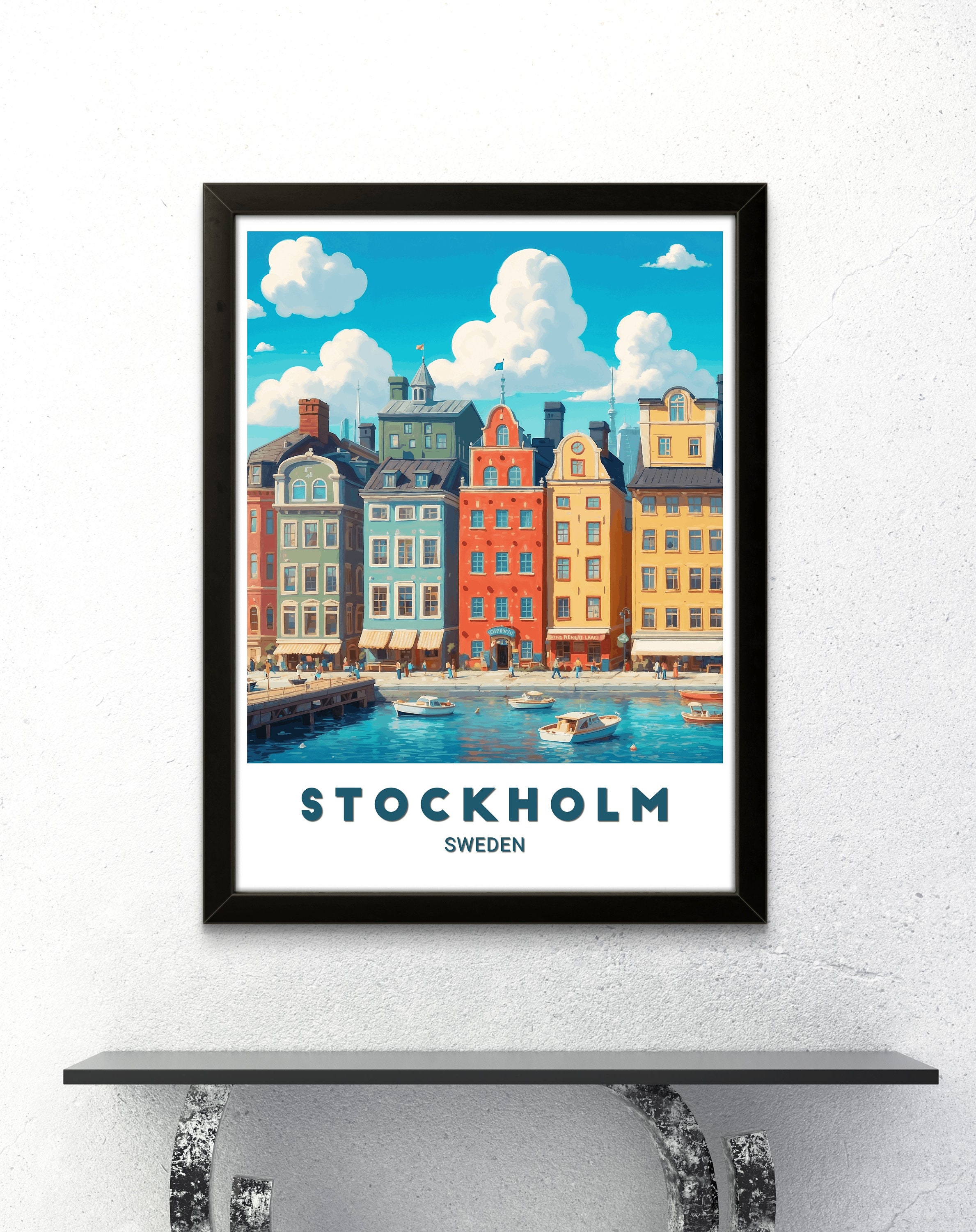 Stockholm Poster: Vibrant Colors of the Historic Gamla Stan Perfect ...