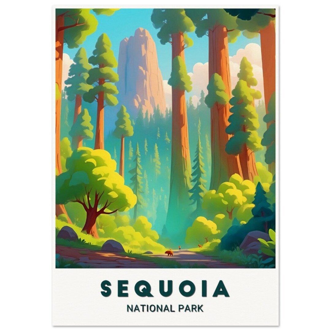 Sequoia Poster: Majestic Forest Scene With Towering Trees and Lush ...