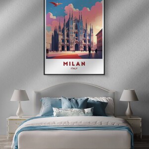 Milan Poster Stunning Art Print of Milan Cathedral With Vibrant Sunset ...