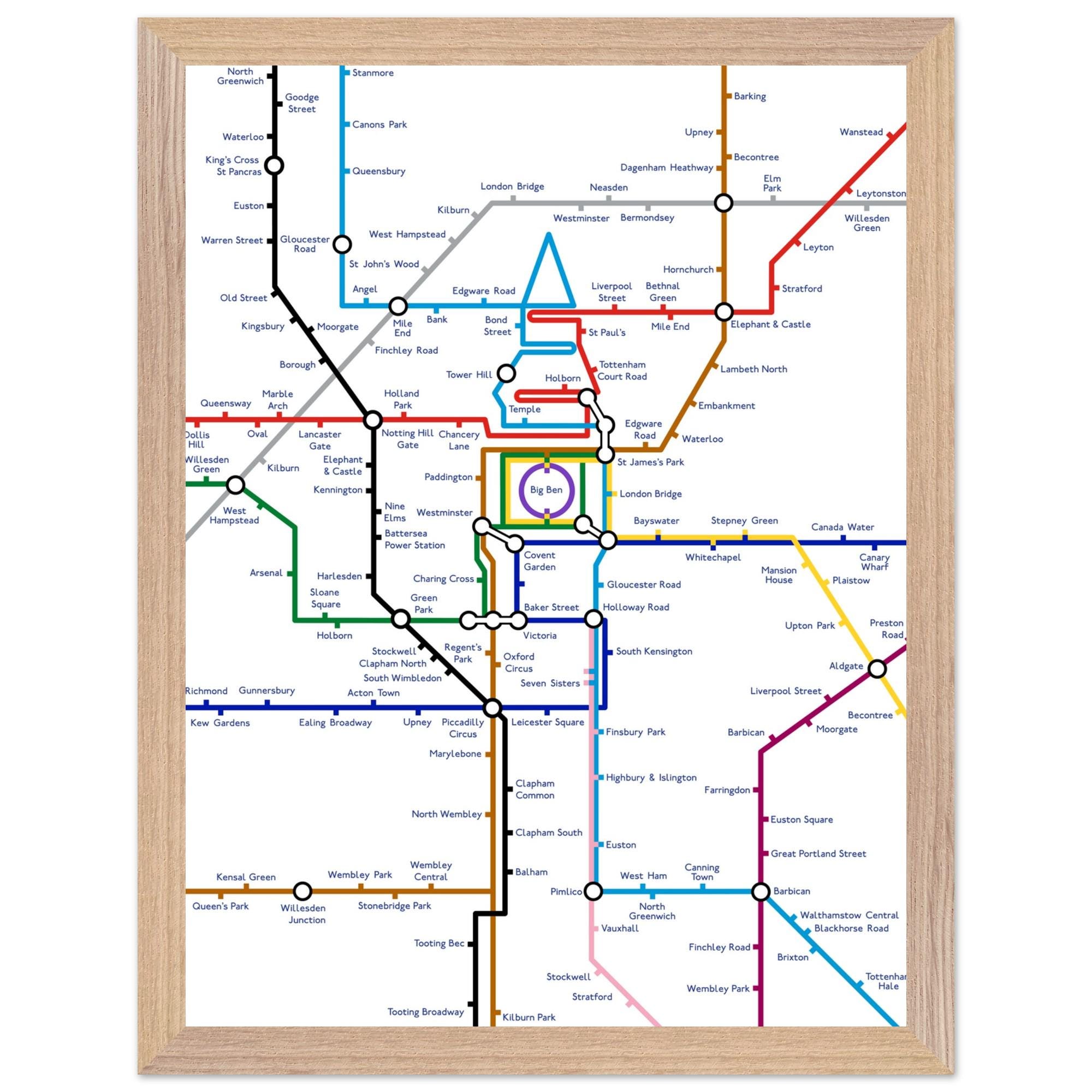 London Big Ben & Underground Map Minimalist Poster – Modern UK Travel ...