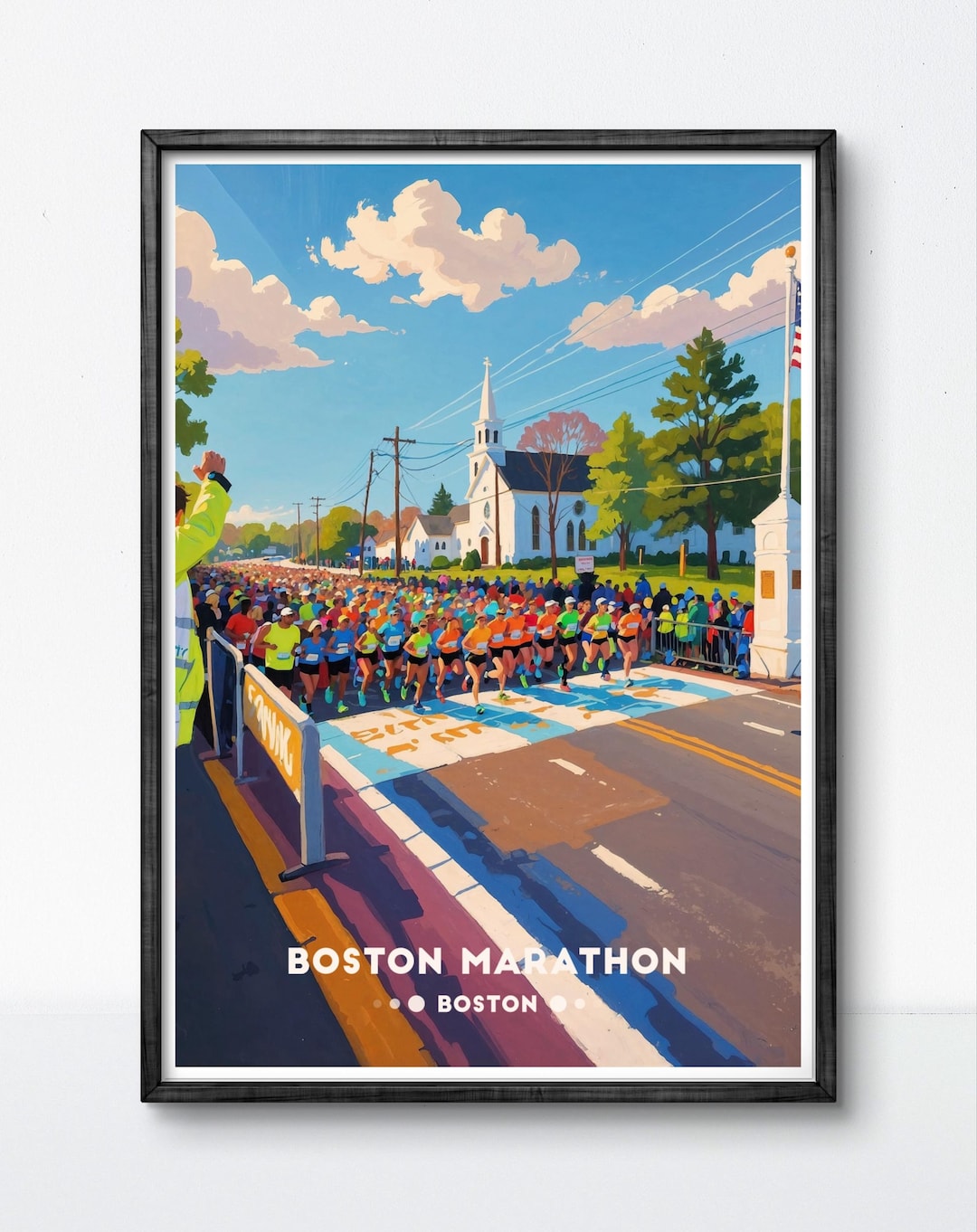 Boston Marathon Start Line Art Print: Hopkinton, Vintage Running Poster ...