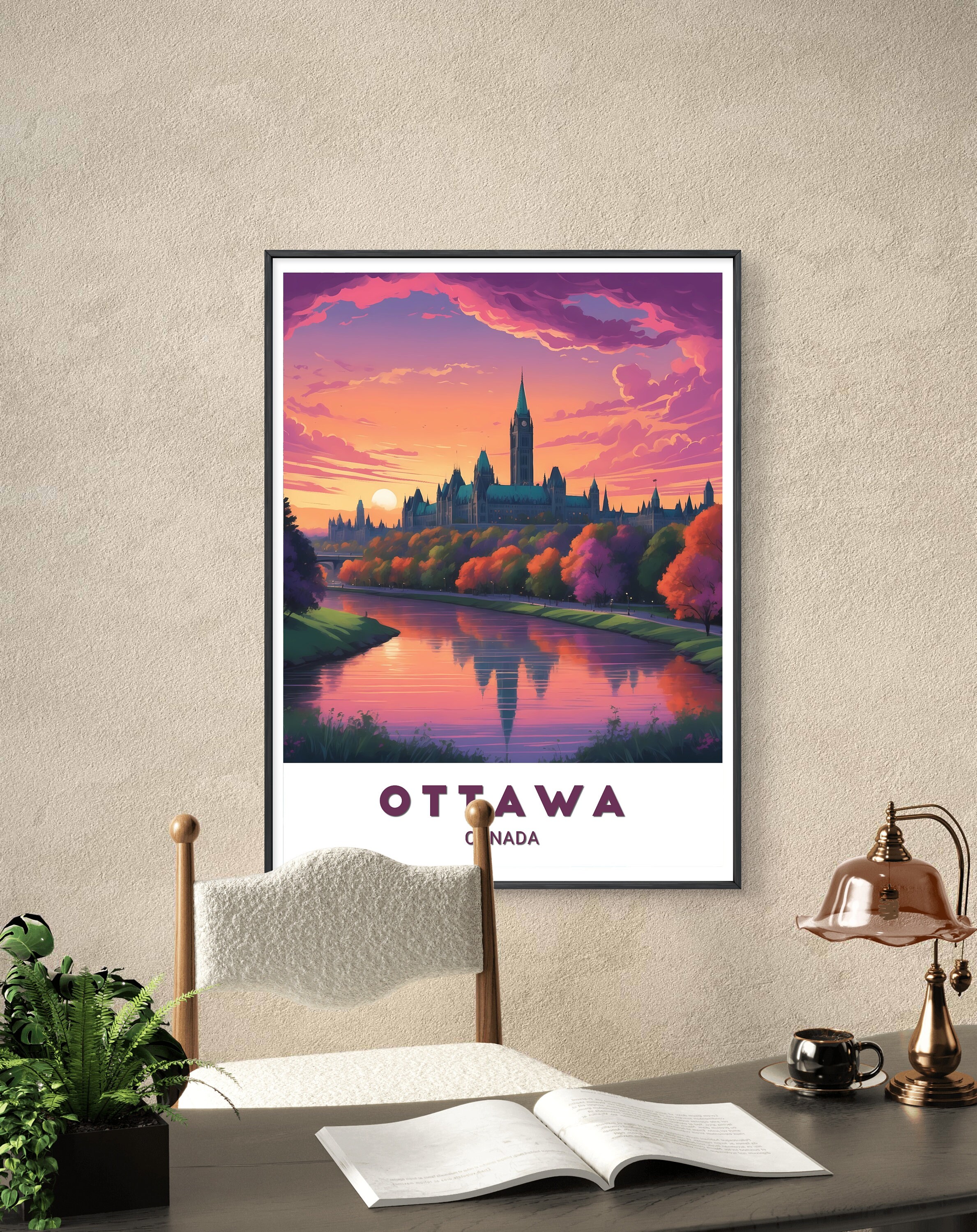 Ottawa Poster Breathtaking Sunset Over Parliament Hill and Rideau Canal ...