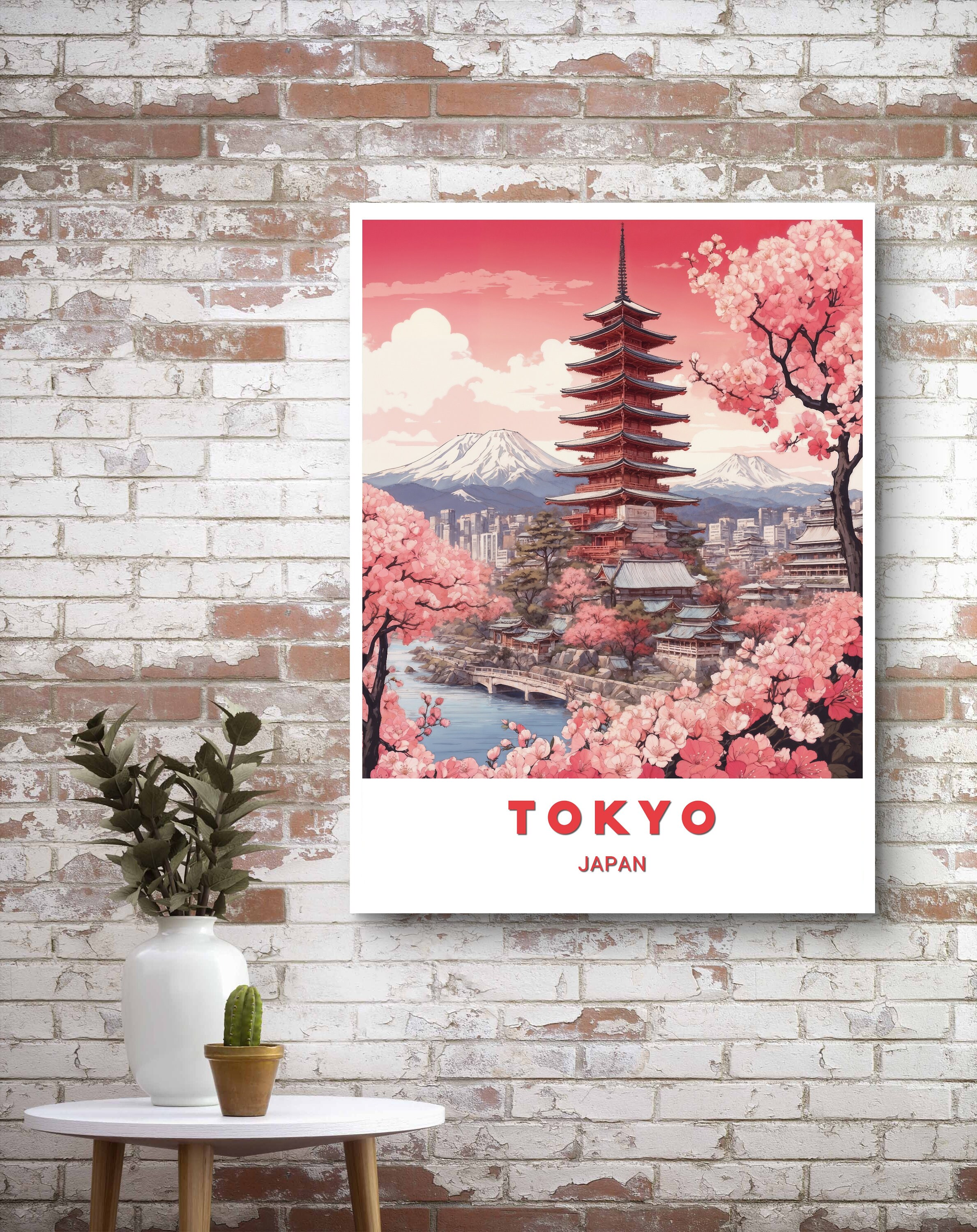 Tokyo Poster Beautiful Print of Tokyo Pagoda With Cherry Blossoms and ...