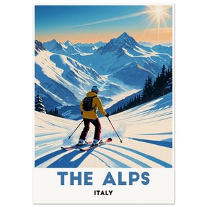 The Alps Poster - Thrilling Ski Adventure in Majestic Alpine Landscape ...