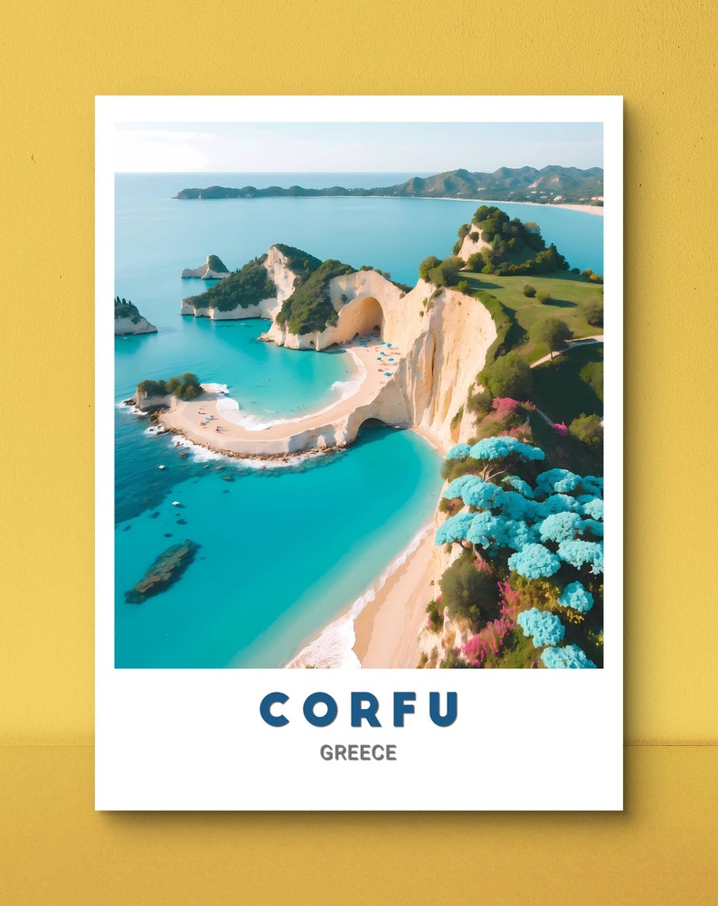 Corfu Poster Stunning Coastal View of Corfu, Greece Art Print Perfect ...