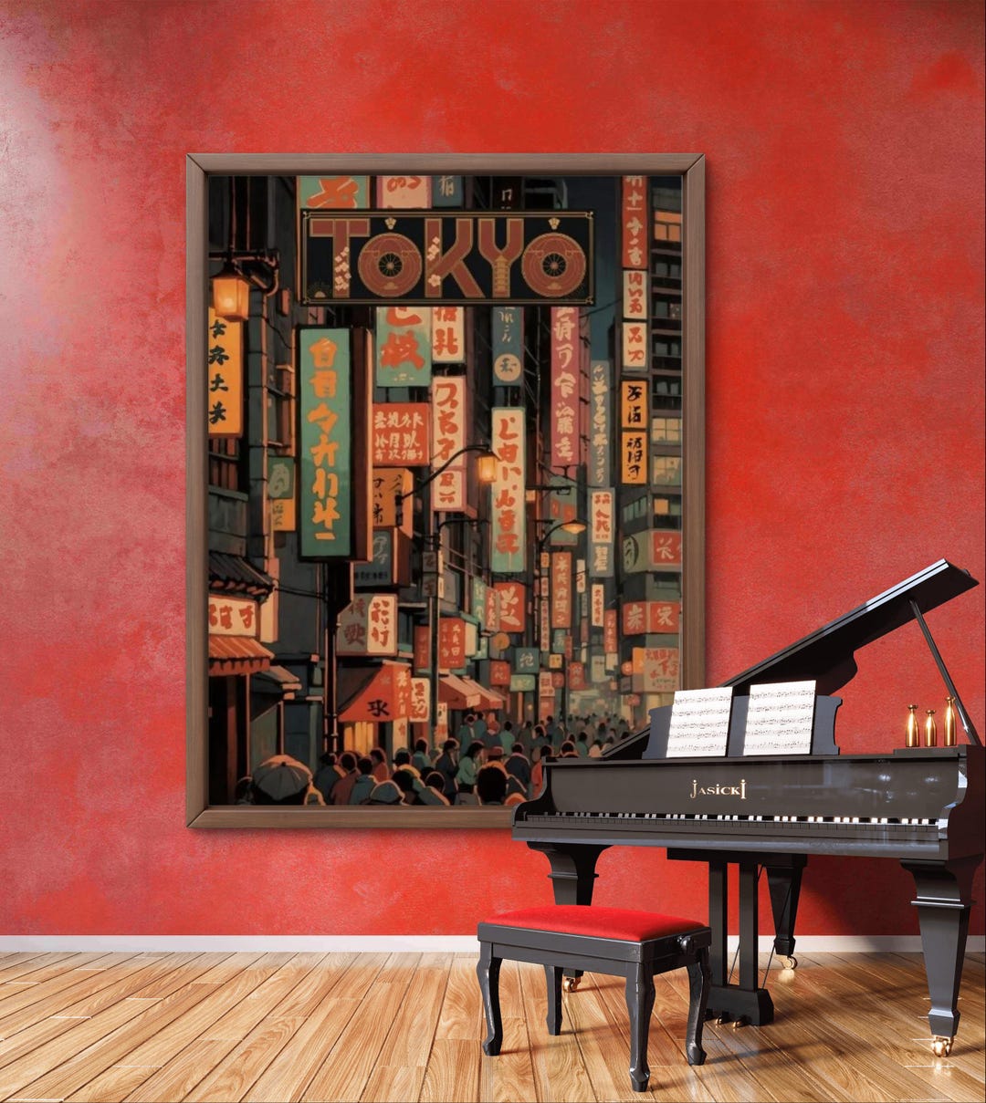 Vintage Tokyo Poster, Retro Japanese Cityscape Print, Neon Street Wall ...