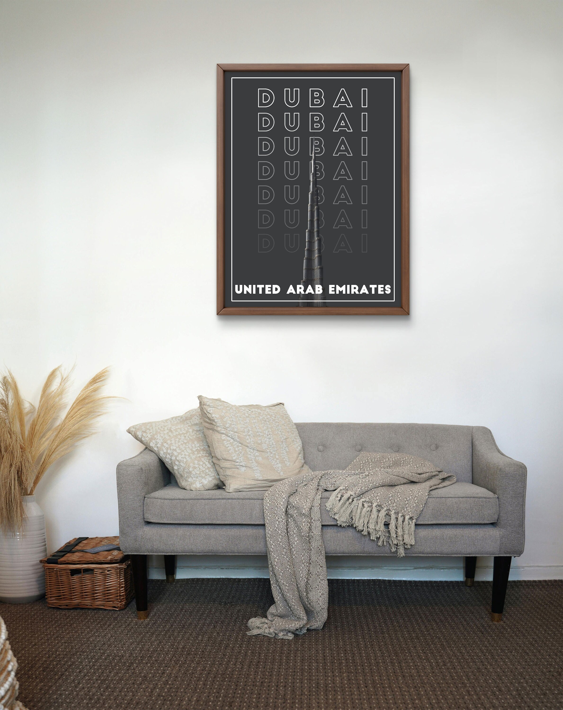 Modern Dubai Skyline Poster Iconic Burj Khalifa Art Print for Home and ...