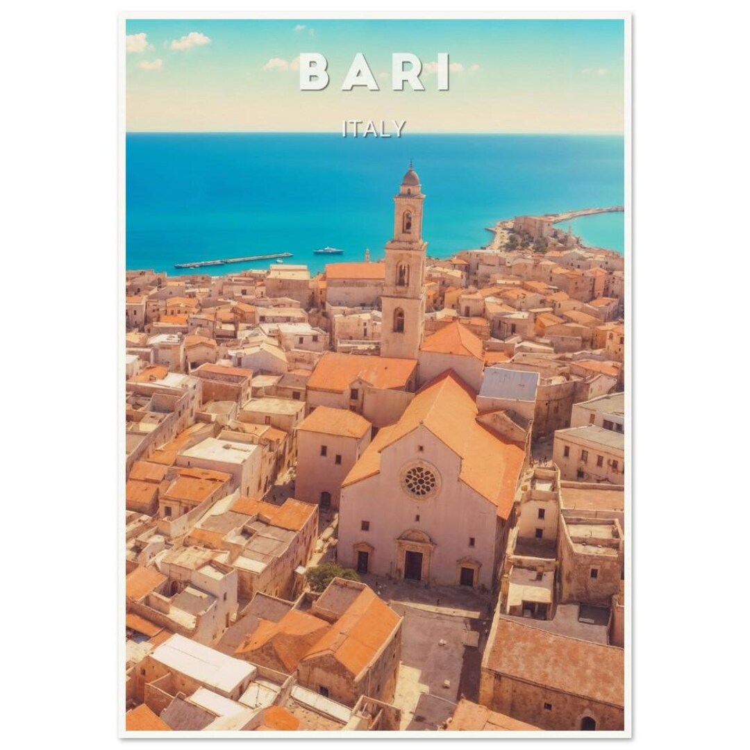 Bari Poster: Stunning Aerial View of the Historic Old Town and ...