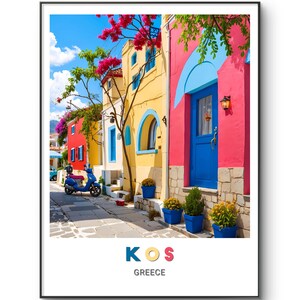 Kos Poster - Vibrant Streets of Kos Greece Wall Art - Perfect Home ...