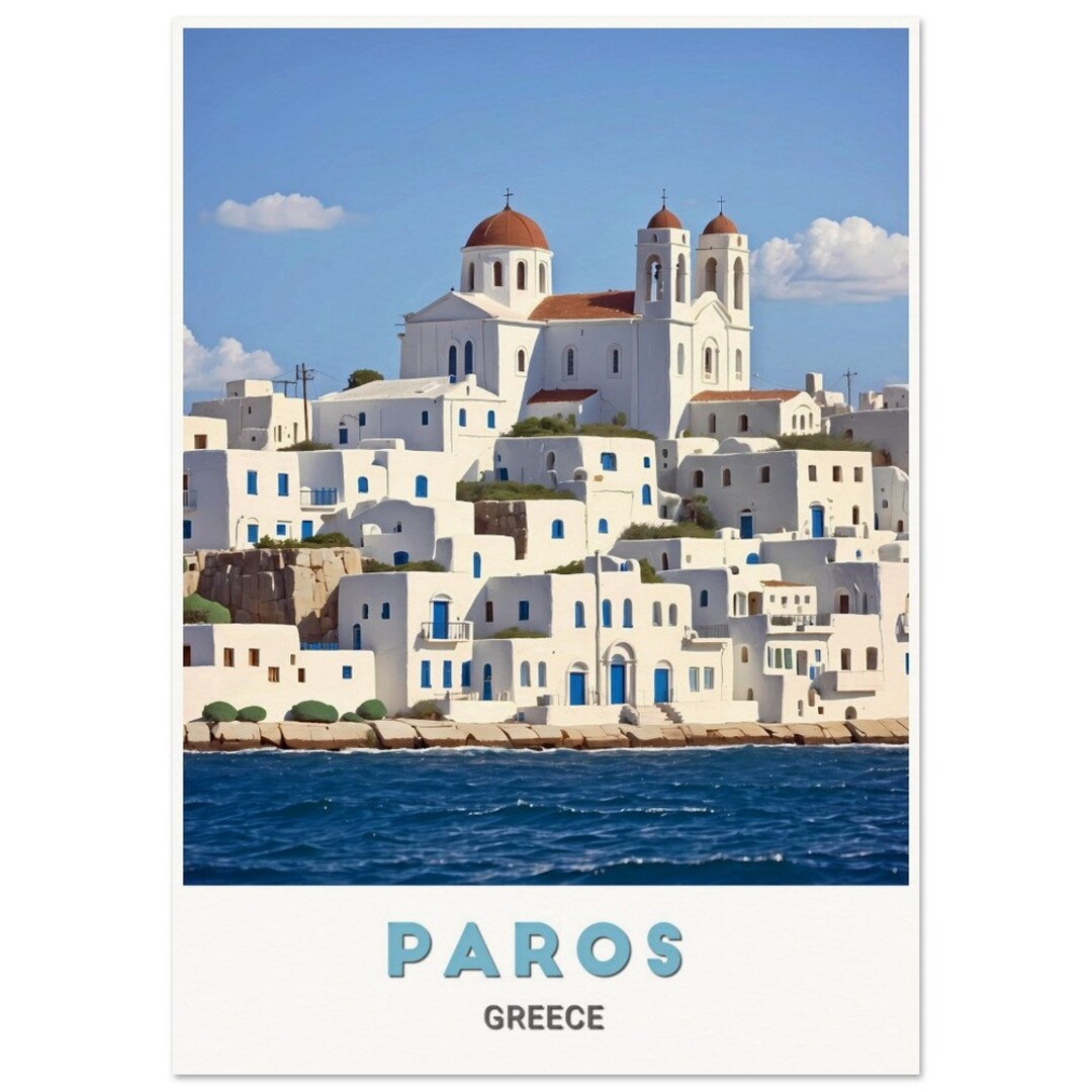 Paros Poster Stunning Greek Island Architecture and Seaside View ...