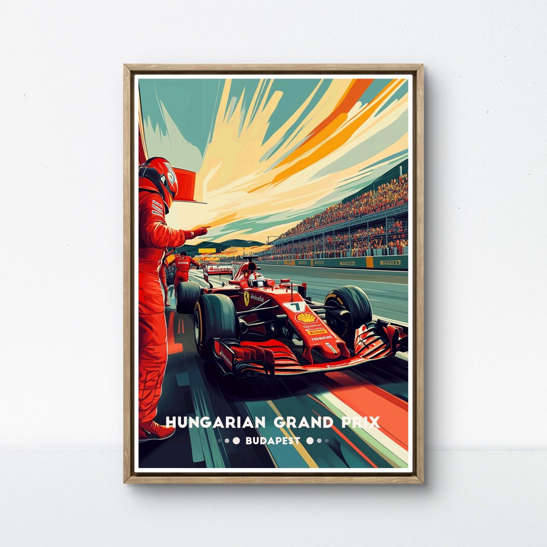 Hungarian Grand Prix Poster – Iconic Formula 1 Pit Stop Scene at the ...